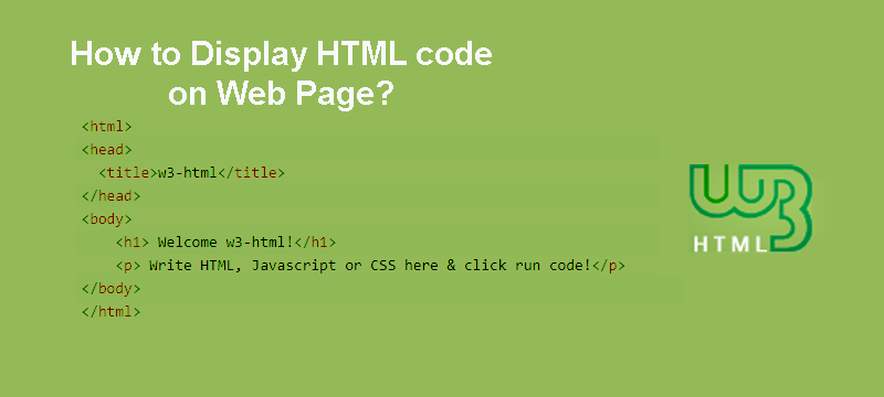 How To Display HTML Code On Web Page W3 html